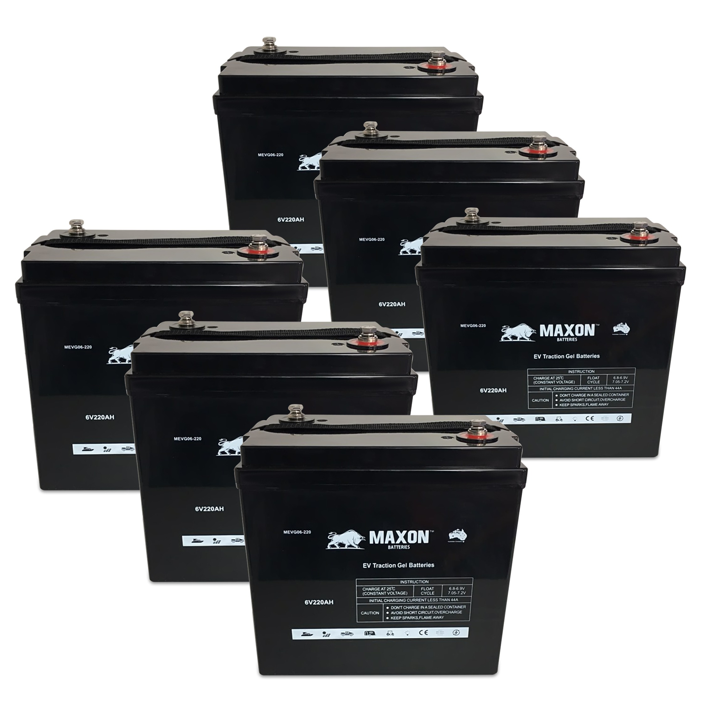 Maxon 12V 705Ah Deep Cycle Solar Battery Bank MEVG-105 x 6 - Battery ...