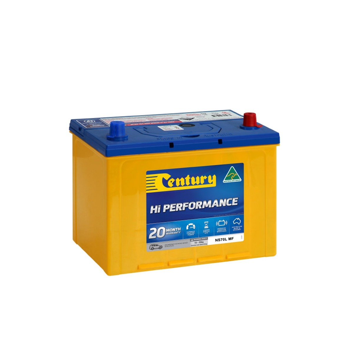 Century Hi Performance Battery NS70L MF - Battery Central Brisbane