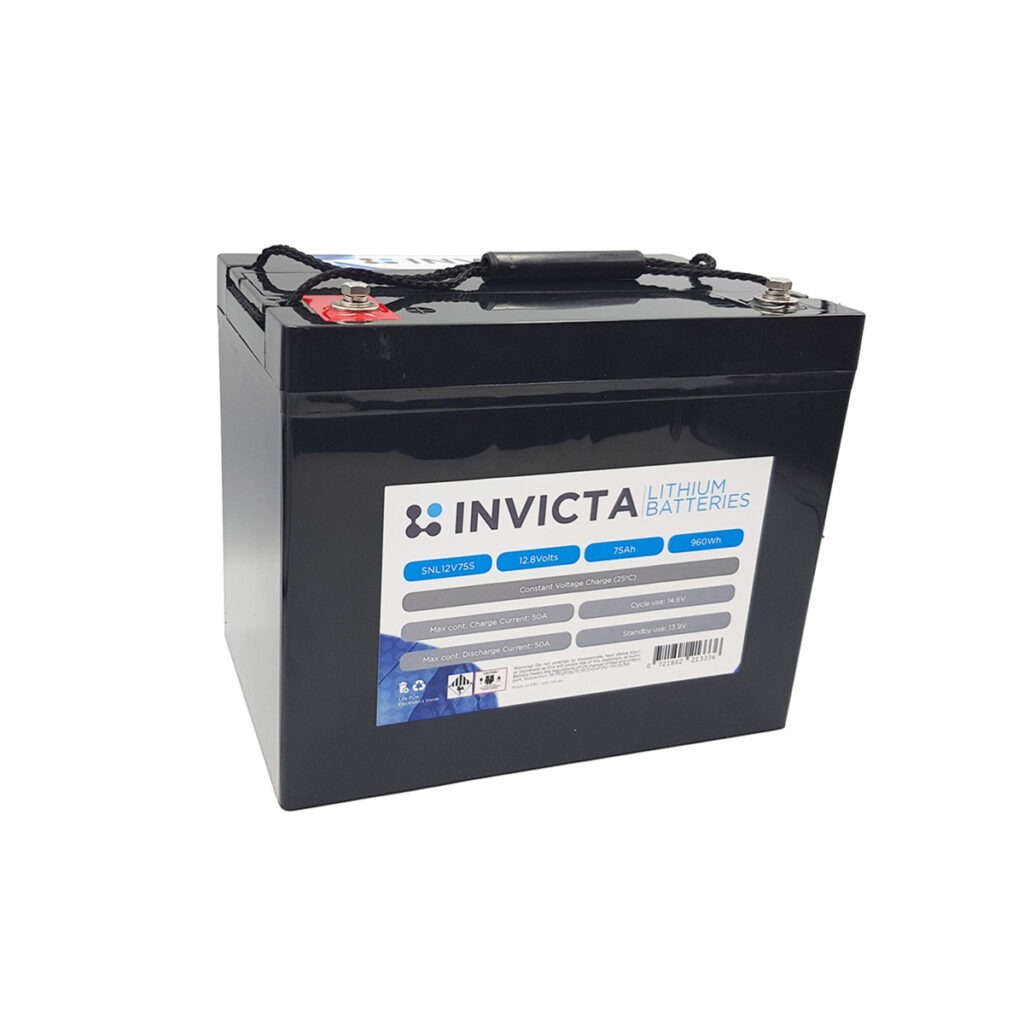 Invicta Lithium Deep Cycle Battery 12V 75Ah SNL12V75BT - Battery ...