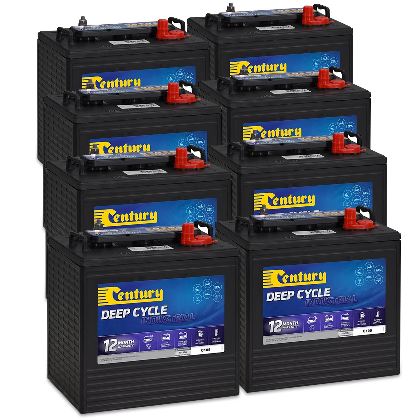 Century Set of 8 x C105 Golf Cart Batteries 48V - Battery Central Brisbane