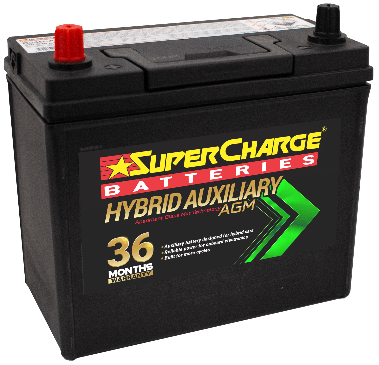 SuperCharge Hybrid Auxiliary Car Battery B24R-AGM (S46B24R AGM ...